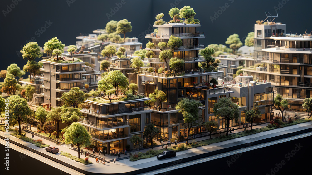 Sustainable urban design project. Green architectural practices aimed ...