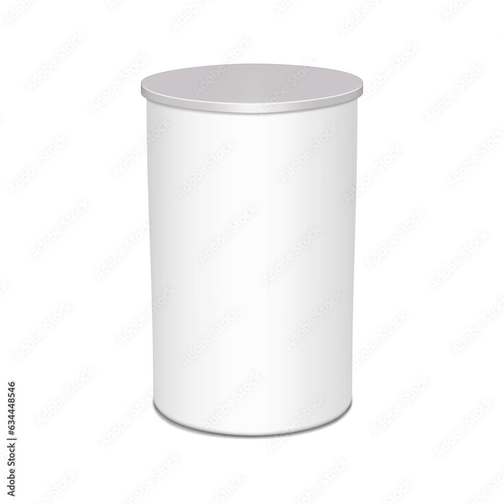 Blank white round portable exhibition counter vector mockup. Trade show ...