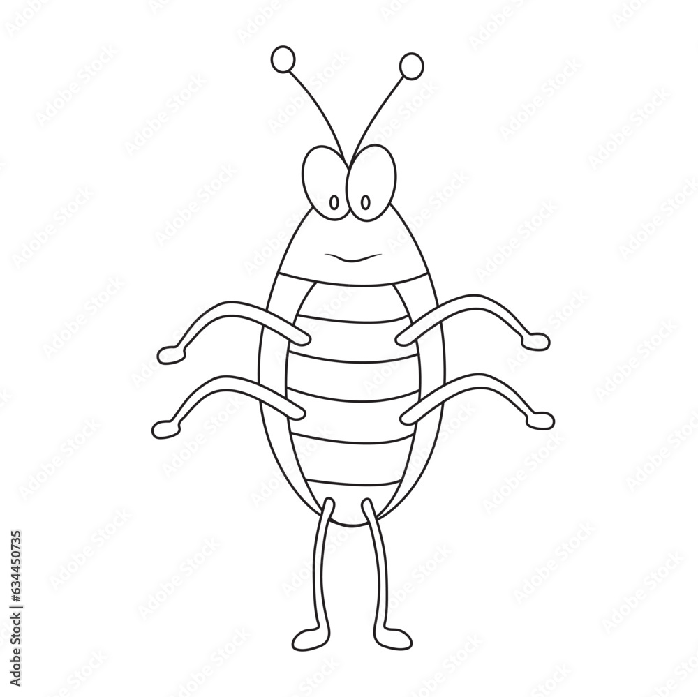 Education game for children coloring page of cute cartoon cockroach ...