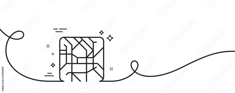 Metro map line icon. Continuous one line with curl. Underground subway ...