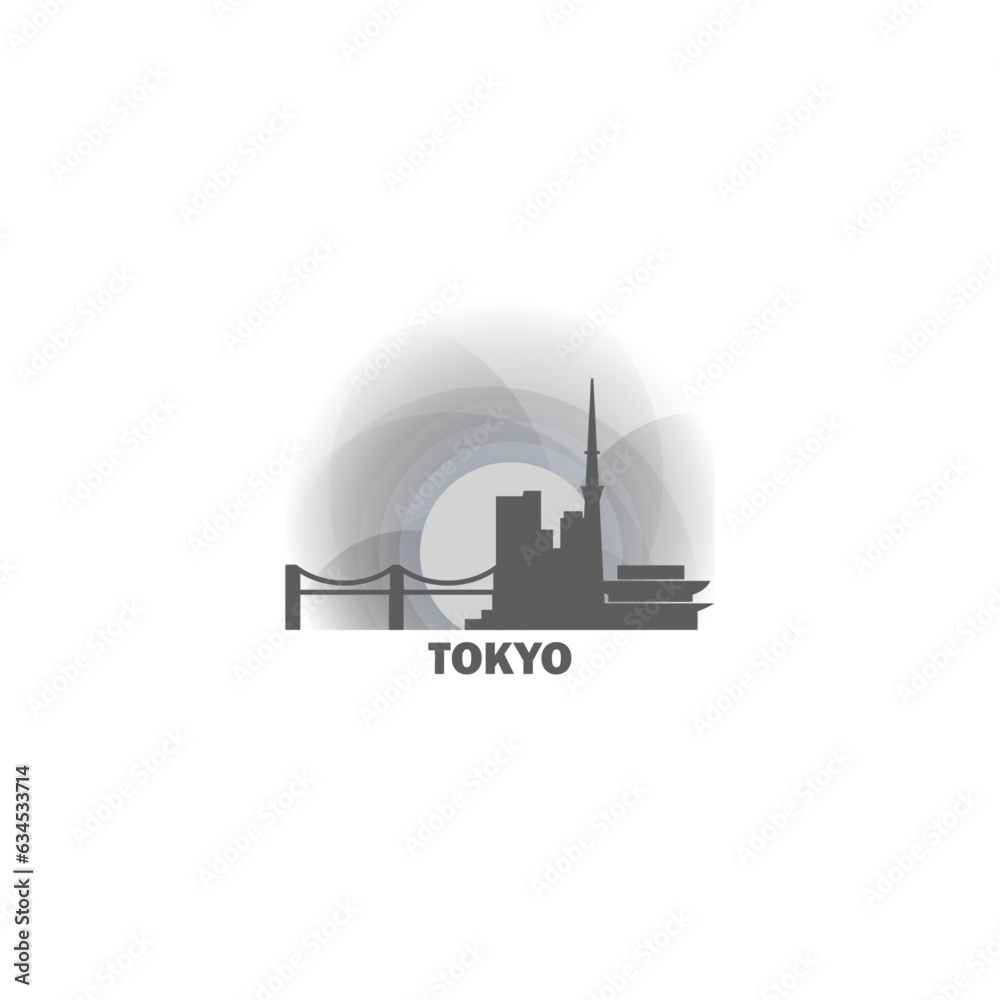 Japan Tokyo cityscape skyline city panorama vector flat modern logo ...