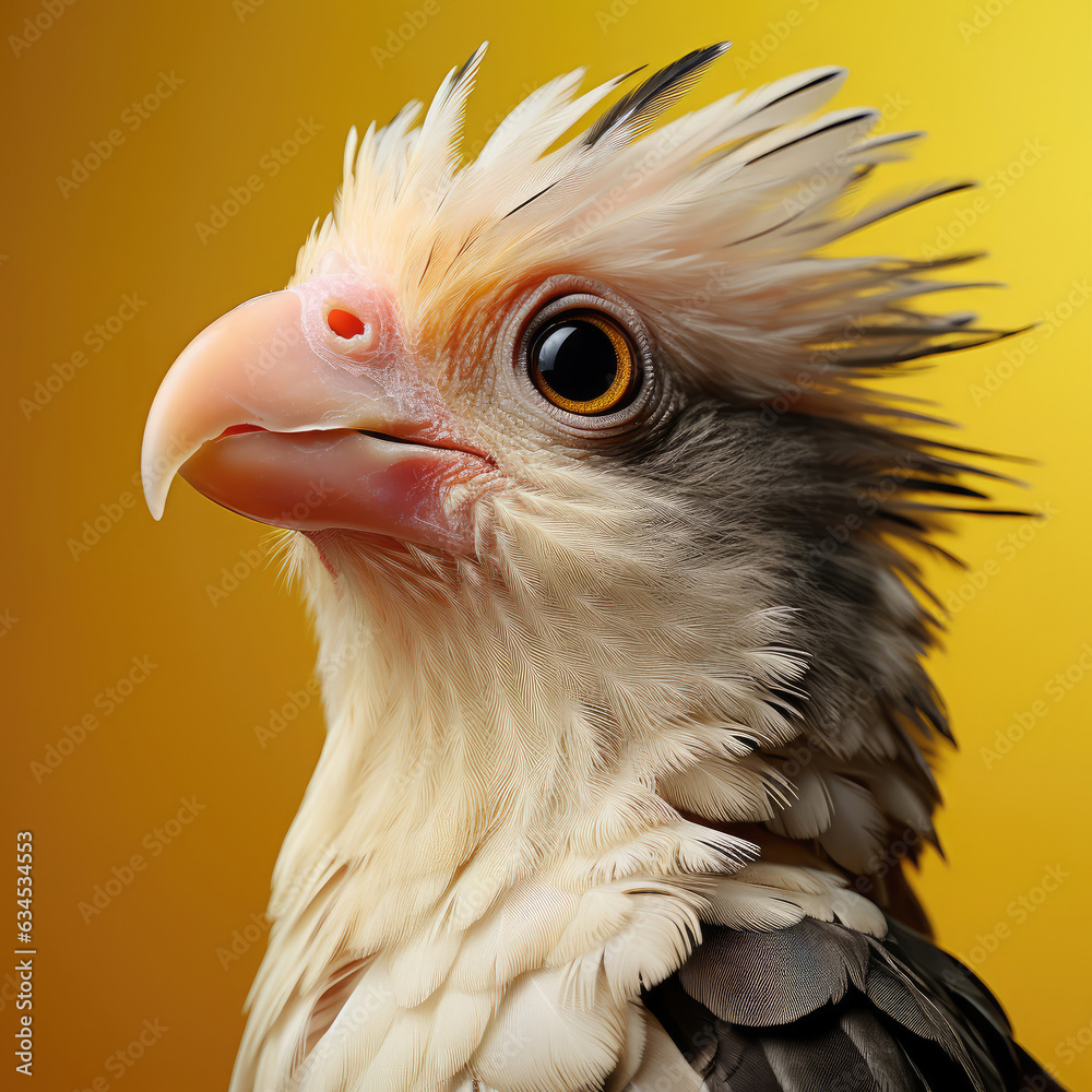 A curious Cockatiel with expressive crest and alert eyes tilts its head ...