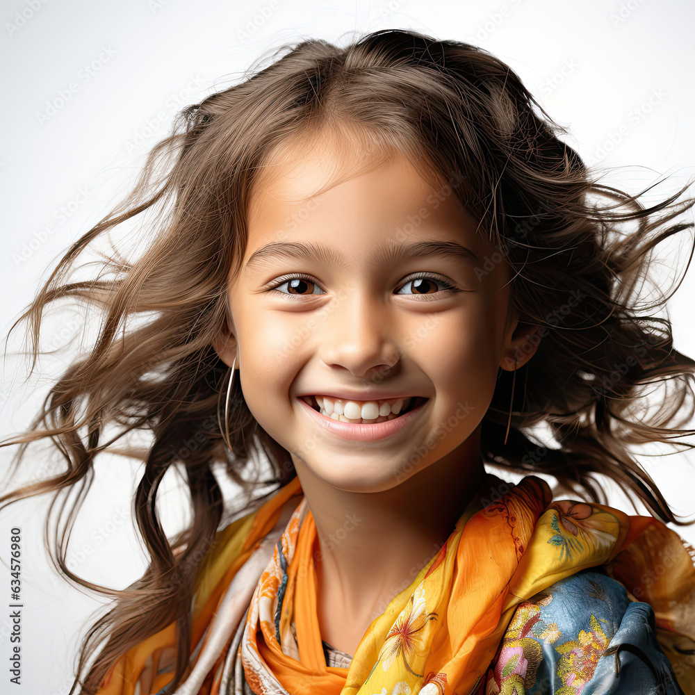 Professional studio head shot capturing the playful expression of an 8 ...