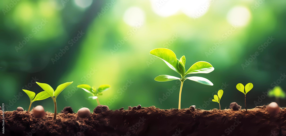 Growth trees seedling nature background. Generative ai design concept ...
