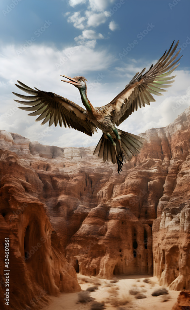 Archeopteryx. Primitive bird of the Jurassic period. Winged dinosaur ...
