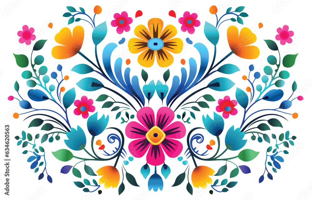 Mexican flower traditional pattern background. Mexican ethnic ...