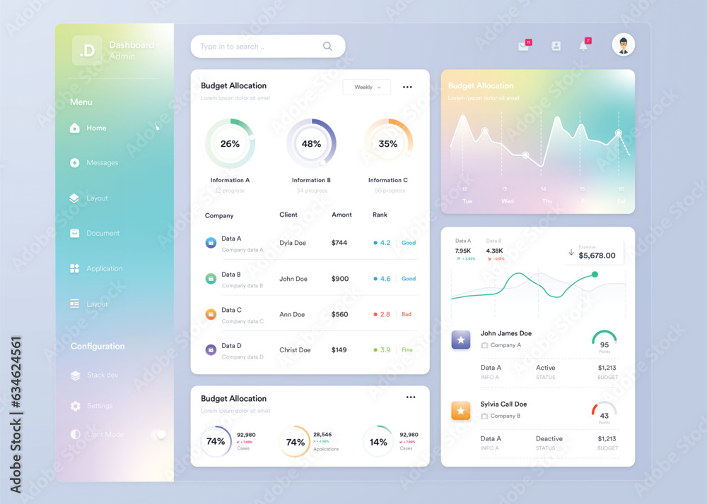 Infographic dashboard. UI UX design with graphs, charts and diagrams ...