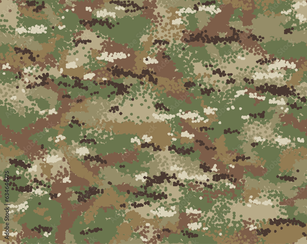 Multi-terrain camouflage seamless pattern incorporating tiny splash ...
