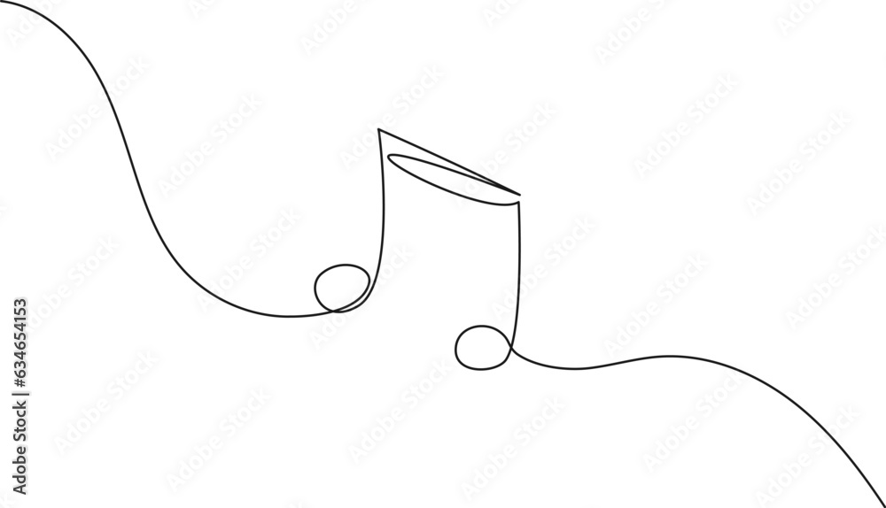 continuous single line drawing of musical notes, abstract sheet music ...