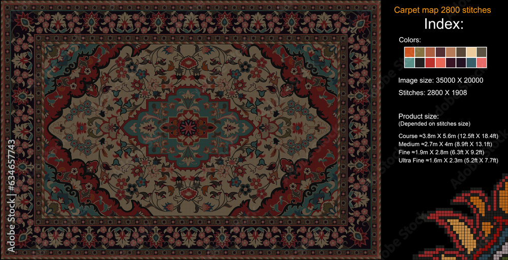 ¬¬Colorful carpet pattern for knitting cross stitch, carpet, rug ...