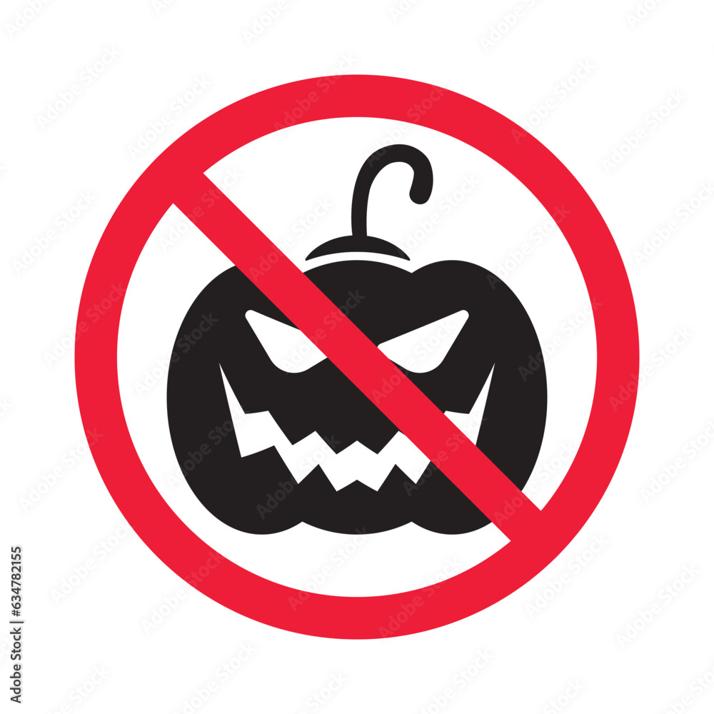 Image vectorielle Stock Forbidden pumpkin vector icon. Warning, caution ...