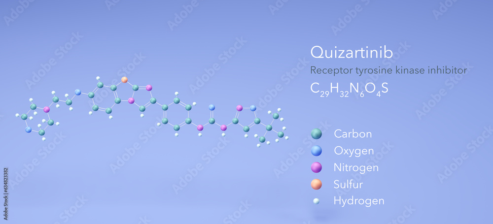 Stock-Illustration „quizartinib molecule, molecular structures, small ...