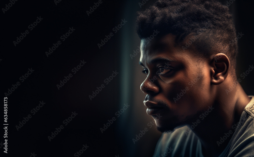 Black african american man depicting a sad depressive state, depression ...