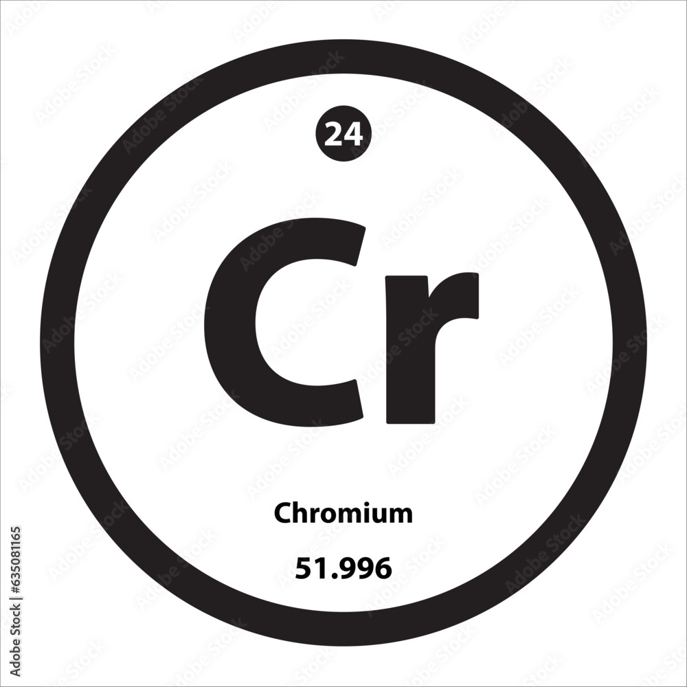 Icon structure Chromium (Cr) chemical element round shape circle black ...