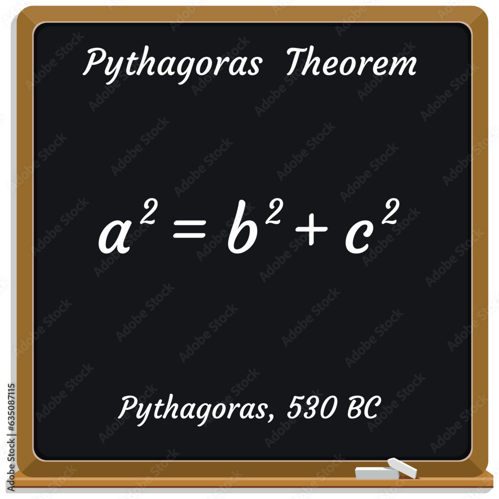 Pythagoras’s Theorem on a black chalkboard.. Education. Science. Formula. Vector illustration ...