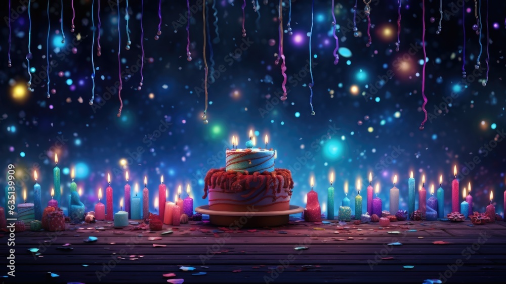 Festive holiday lights scene for a joyful birthday, layout for birthday ...