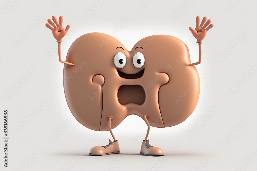 Liver. Cute cartoon healthy human anatomy internal organ character set ...