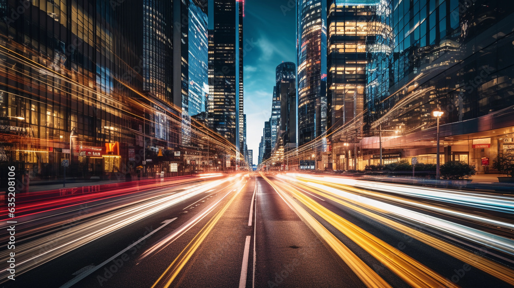 The hustle and bustle: Time - lapse inspired city scene, streams of car ...