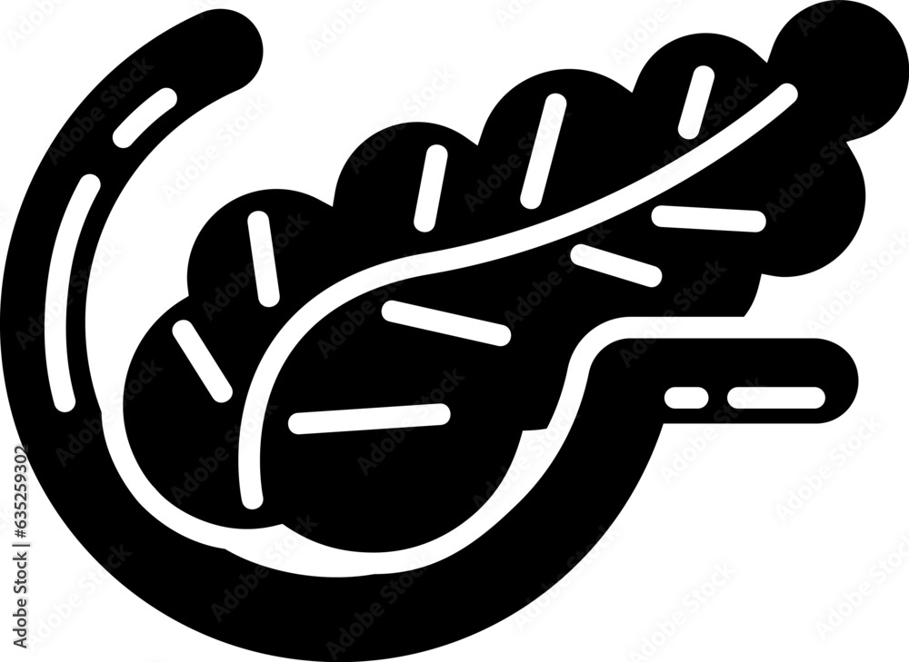 Pancreas icon design in black silhouette style, internal organ vector ...