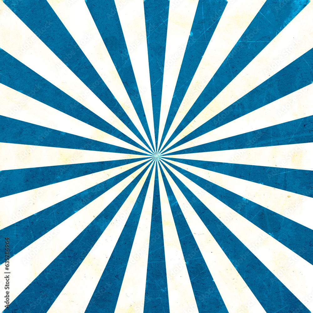 Blue vintage Circus sunburst background pattern, paper texture, old ...