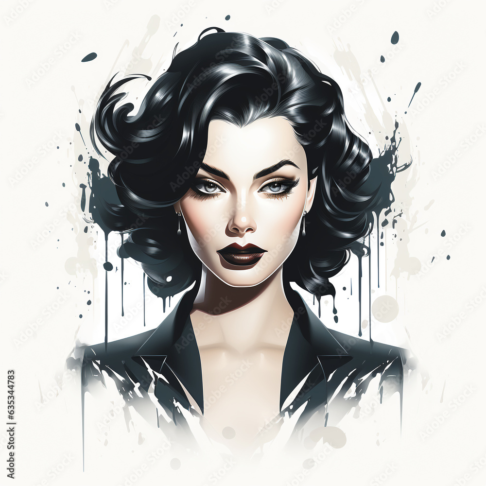 Portrait of the woman witch and vampire Halloween the evil force logo ...