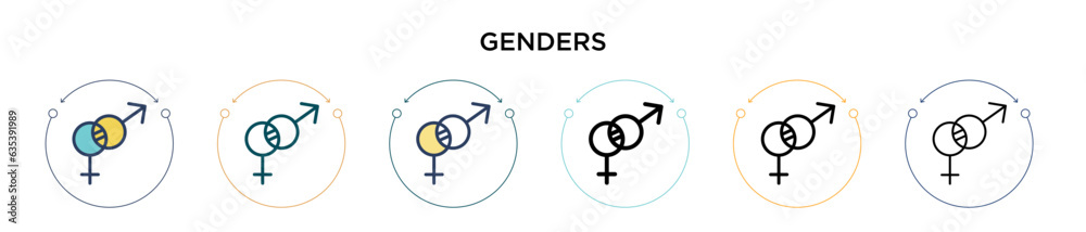 Genders icon in filled, thin line, outline and stroke style. Vector ...