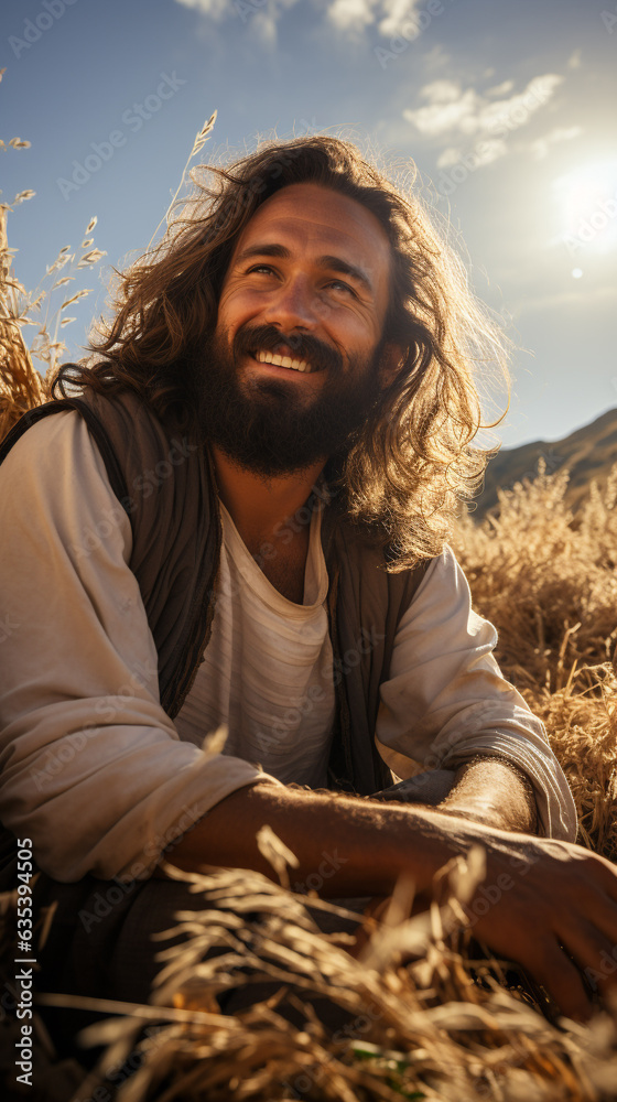 Jesus Christ is smiling. Harvest time. Religious photo for publications ...