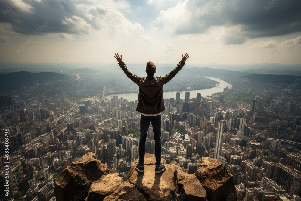 Building Confidence Person conquering fear - stock photo concepts Stock ...