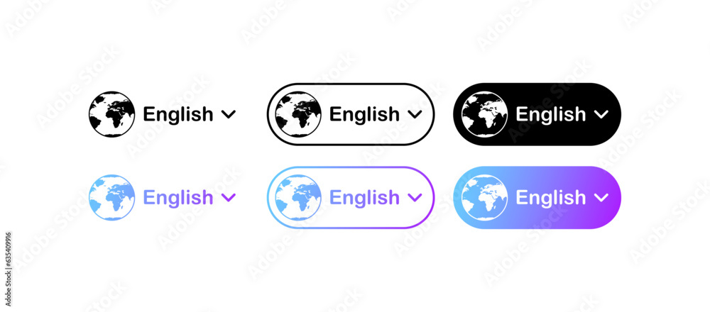 Selecting the language of the icon. Different styles, color, English ...