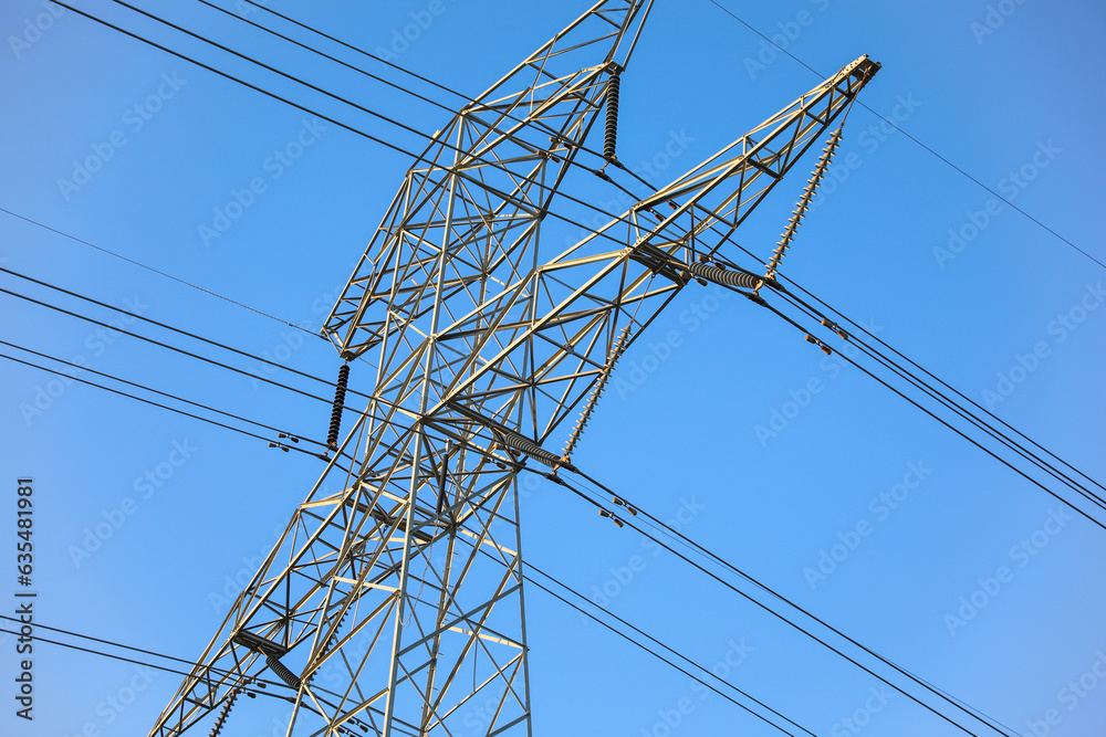 overhead power lines depict vital electric power transmission, linking ...