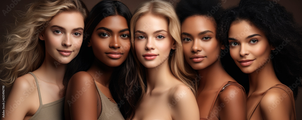 Diverse Group of Beautiful Women with Natural Beauty and Glowing Skin ...