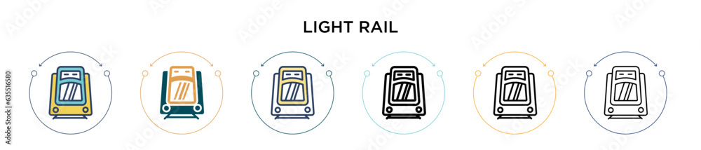 Light rail icon in filled, thin line, outline and stroke style. Vector ...