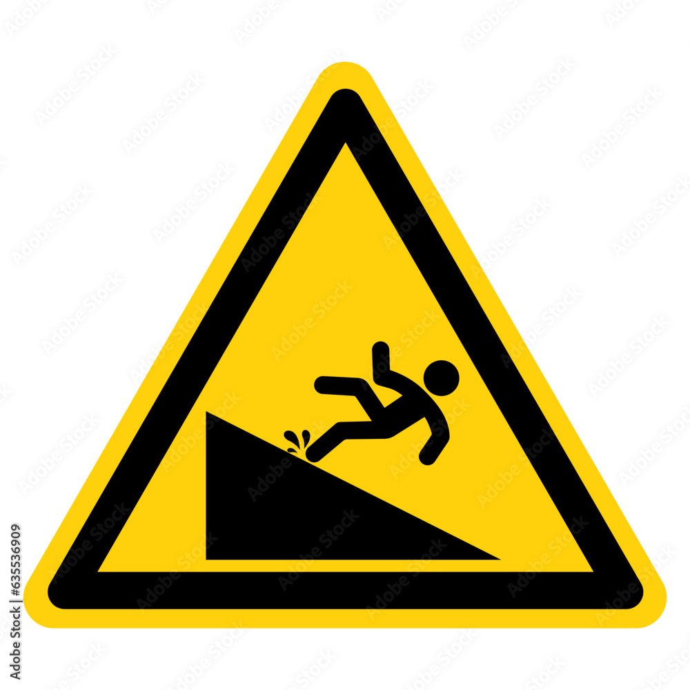 Warning Slippery Slope Hazard Symbol Sign,Vector Illustration, Isolate ...