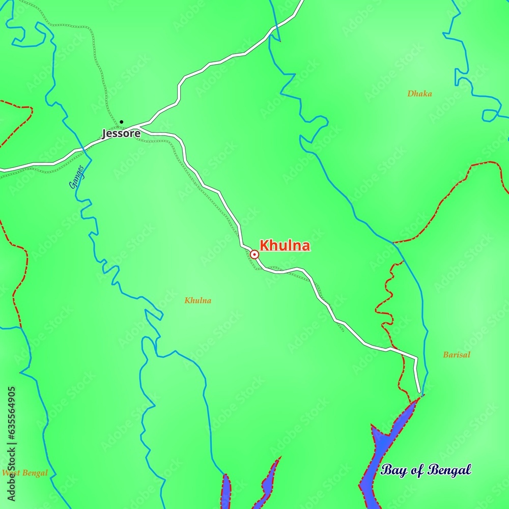 Illustrated Map of Khulna City in Bangladesh Stock Illustration | Adobe ...