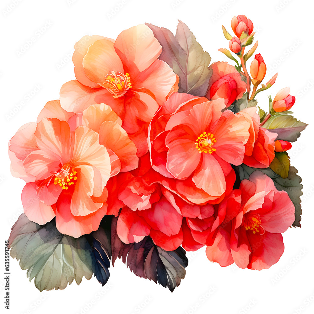 Water color beautiful begonia flower illustration png clip art Stock ...