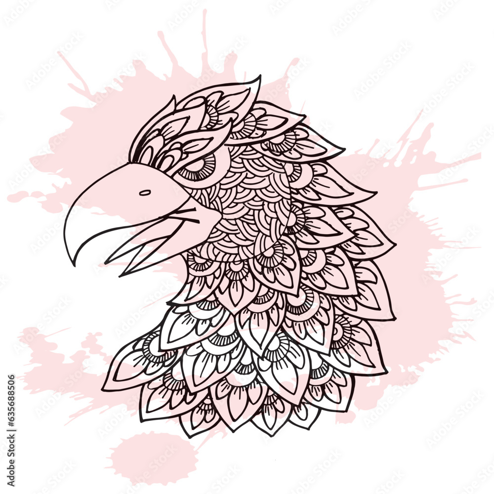 Eagle head mandala zentangle coloring page illustration . zentangle ...