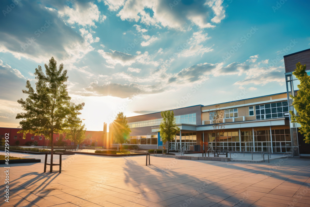 school building and beautiful sky Stock Photo | Adobe Stock