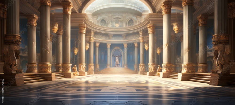 Hindu temple interior background. Generative AI technology. Stock Photo ...