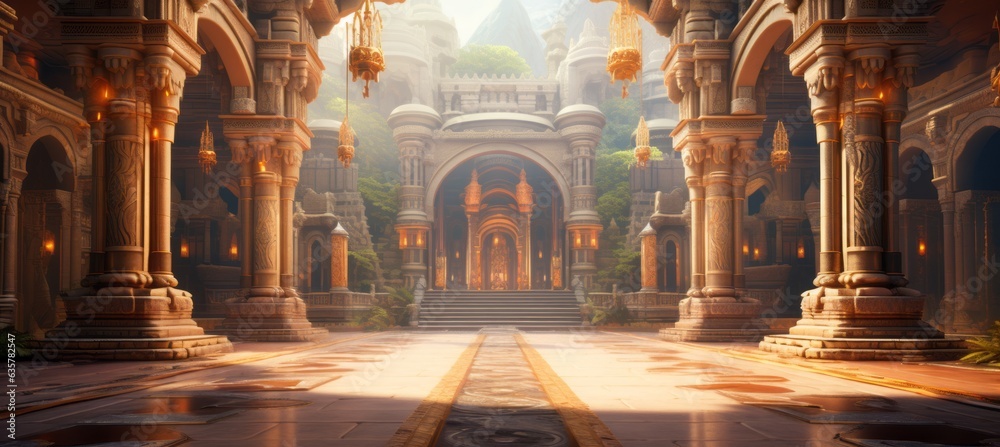 Ancient India grand palace interior background. Generative AI ...