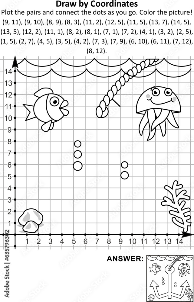 เวกเตอร์ Stock Coordinate graphing, or draw by coordinates, with anchor ...