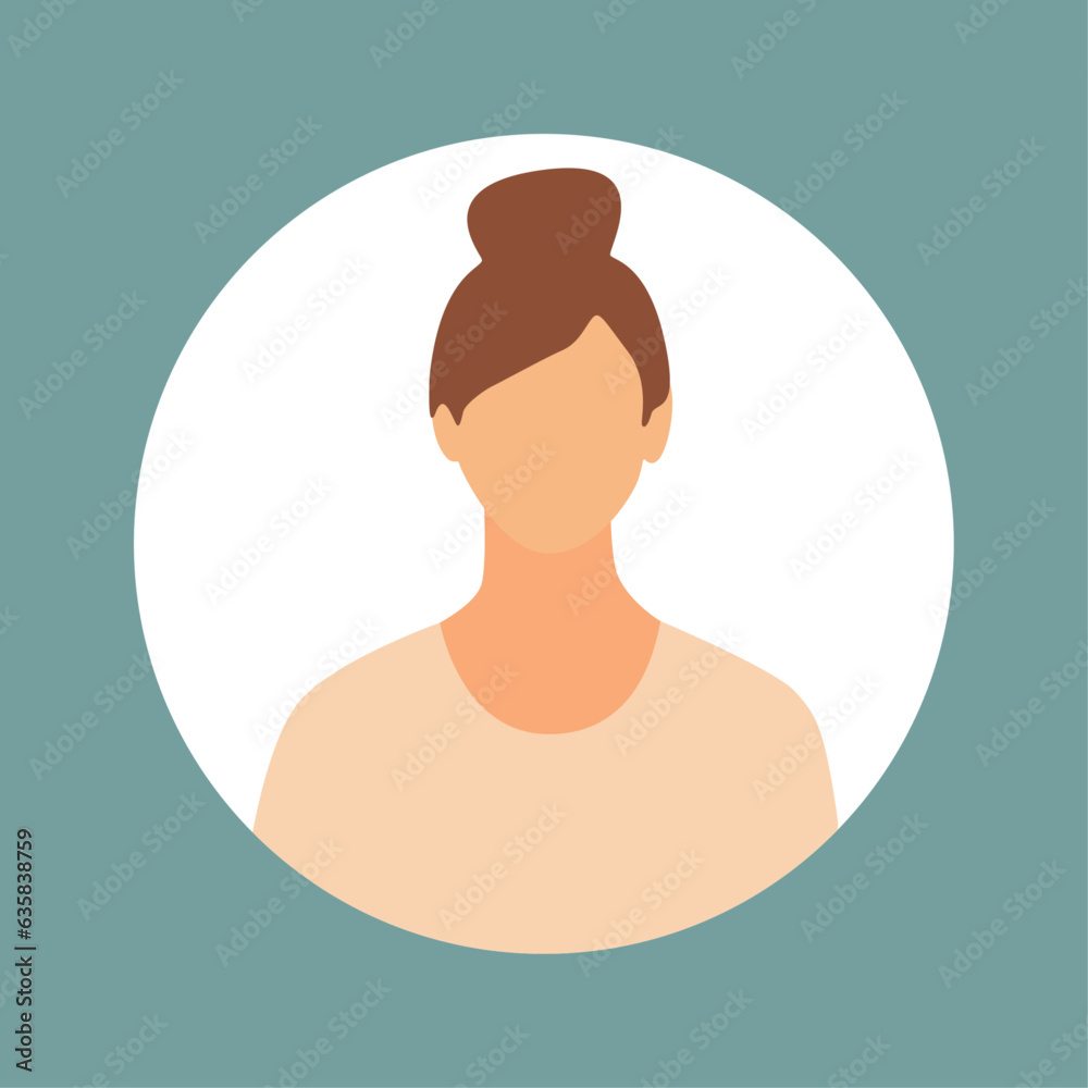 Vector flat illustration. Stylish profile of a woman. Avatar, user ...