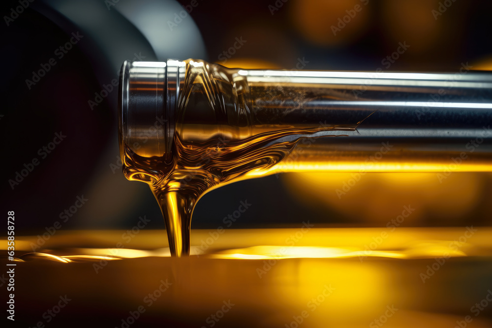 Viscous Fluid Dynamics: Captivating Macro View of Hydraulic Oil Flowing ...