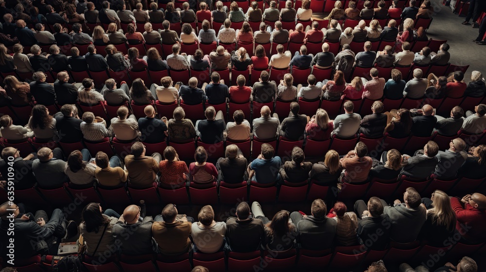 topview aerial high angle crowd audience listener people seat in ...