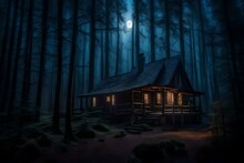 Moonlit Cabin Free Stock Photo - Public Domain Pictures