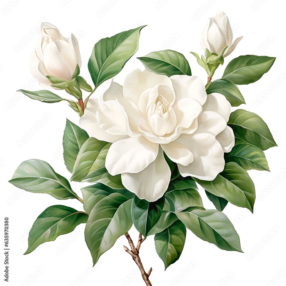 Water color beautiful gardenia flowers illustration png clip art Stock ...
