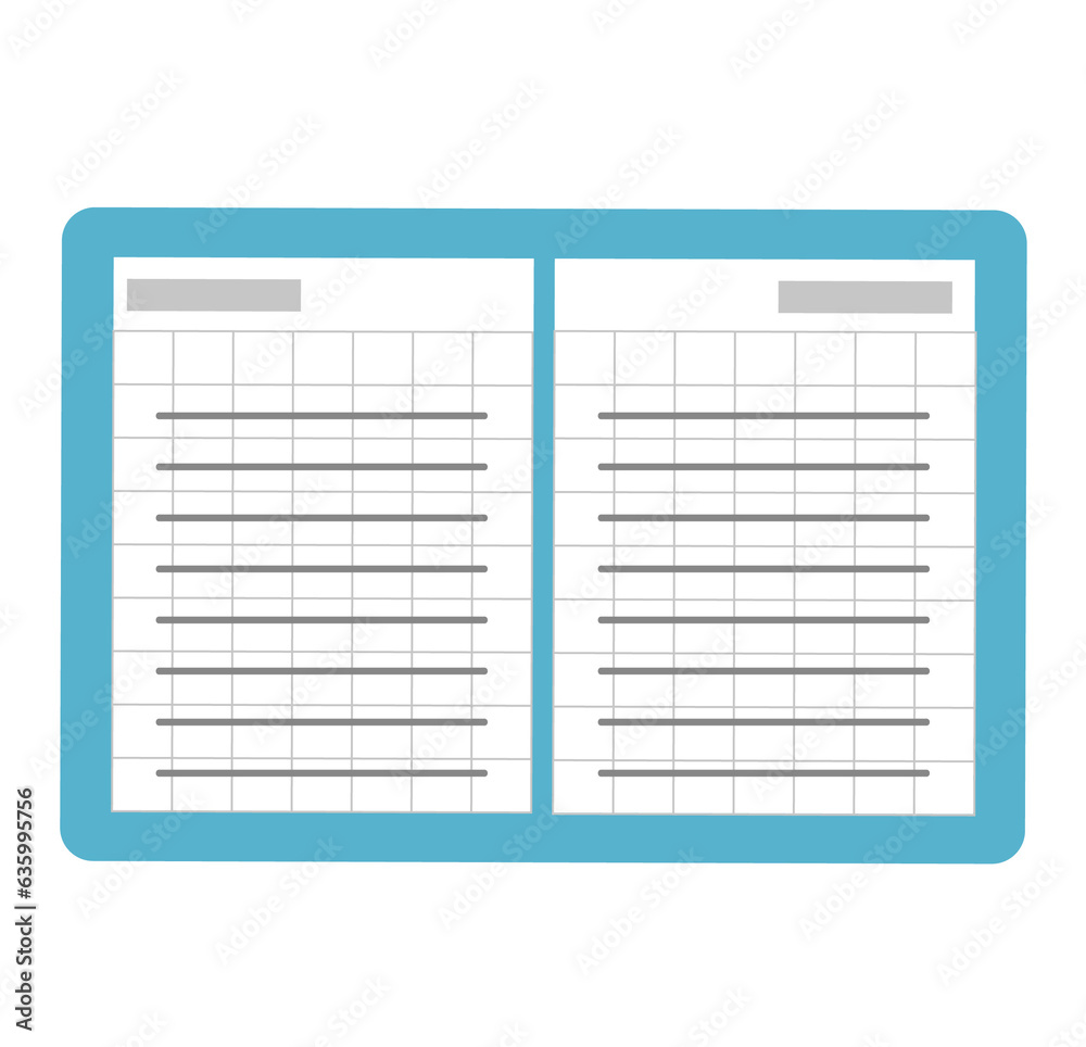 Ilustración de Stock Ilustración de libreta abierta en color azul en ...