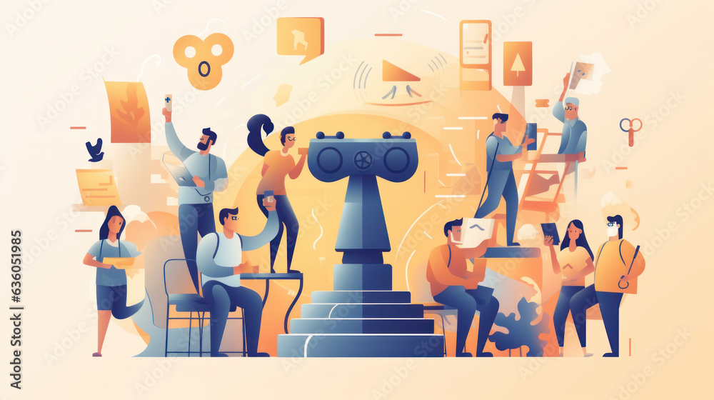 Gamification, online gaming competition vector illustration. Cartoon ...