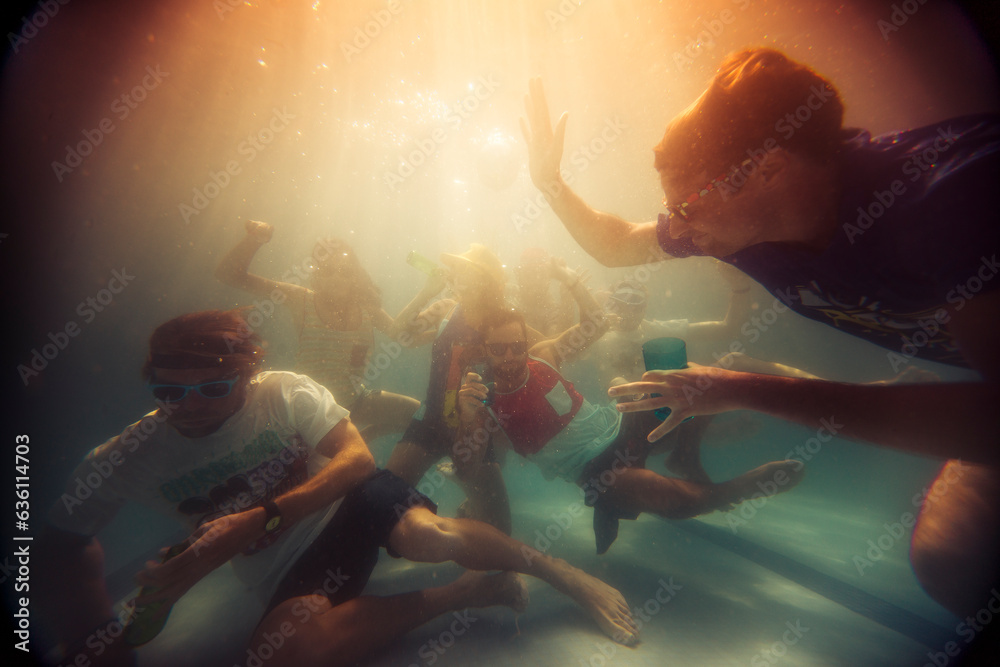 Crazy underwater party Stock Photo | Adobe Stock