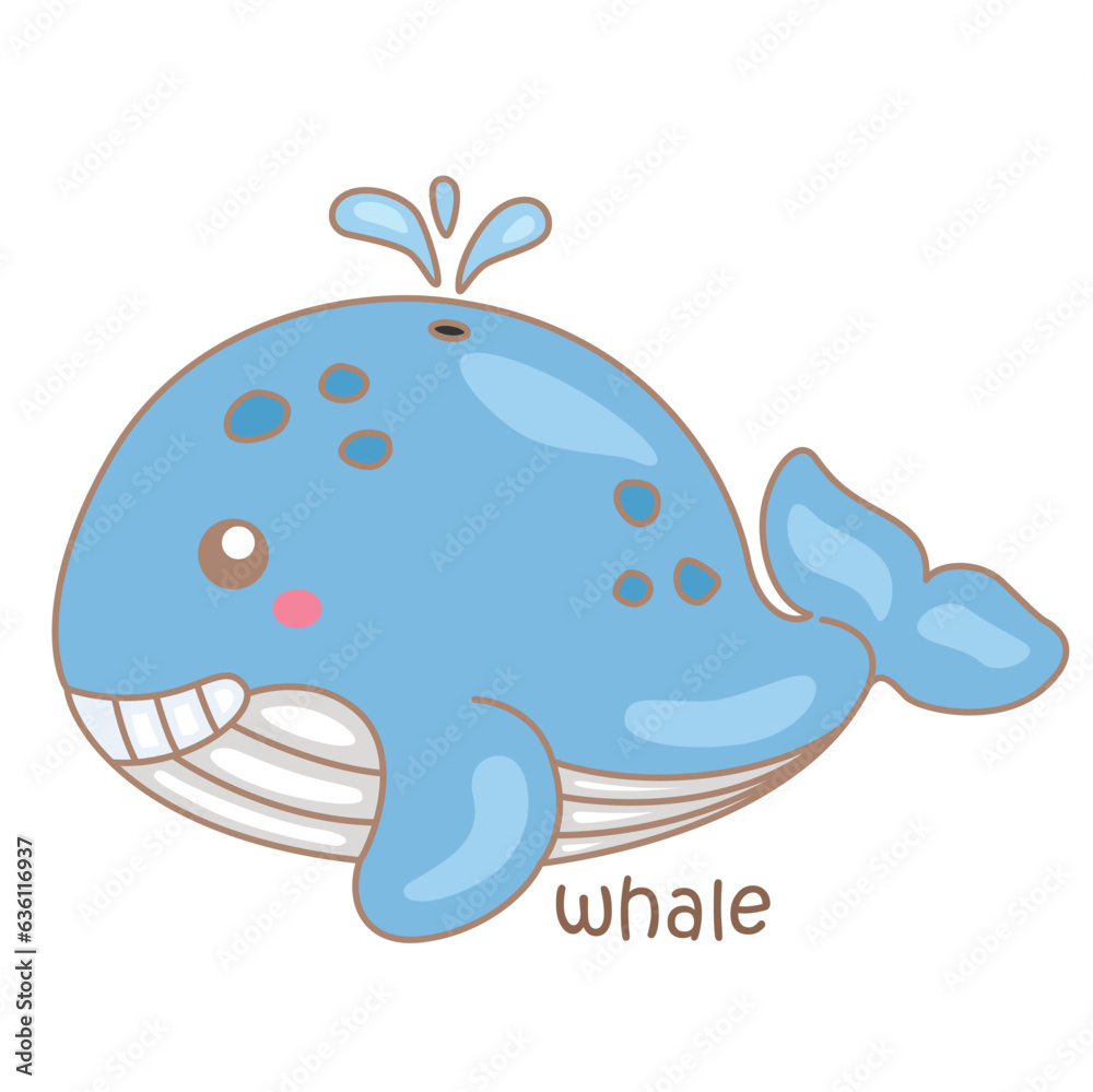 Alphabet W For Whale Vocabulary Reading School Lesson Cartoon ...