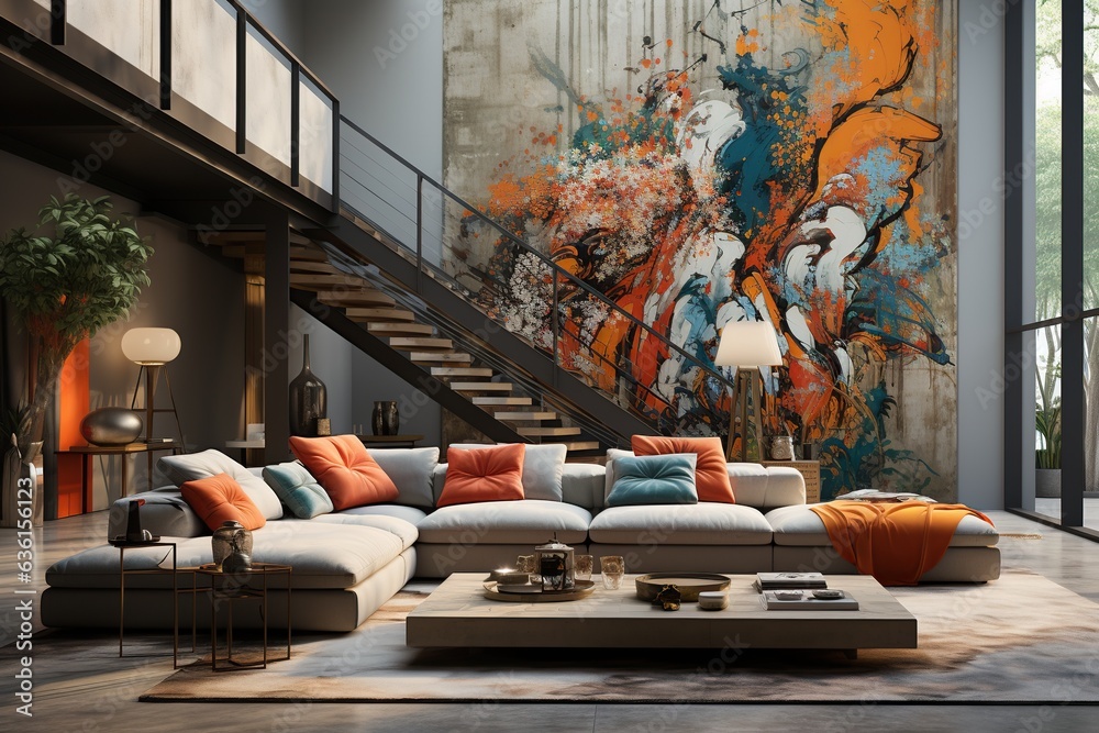 Chinese-inspired modern loft, celebrating the vibrant colors and ...